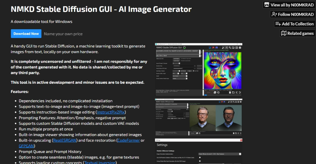 NMKD Stable Diffusion Details, Pricing, Features, and Alternatives 2026